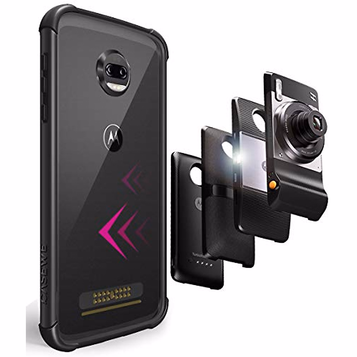 Casewe – Motorola Moto Z2 Force Flexible TPU Protective Bumper Case Cover/Compatible with Moto Mods - All Black Matte