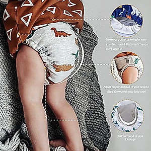 BIG ELEPHANT Baby Cloth Diaper Cover - 4 Pocket Diaper Case with 4 Color Changing Inserts Adjustable Reusable 18-36 Month