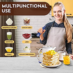 REPRINPIC Powerful Mini Milk Frother Electric Whisk Drink Mixer for Lattes, Coffee, Cappuccino, Hot chocolate, Battery Operated (not included) Mini Drink Mixer Upgraded Motor