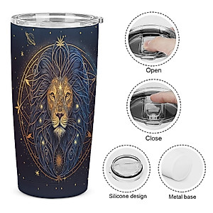 BEOIIBIRD Custom Leo Zodiac Tumbler Gifts, 20oz Glaze Stainless Steel with Lid and Straw Personalized with Text Bottles Insulated Coffee Mug, Beverage Cup for Teen Women Men Office Car Travel