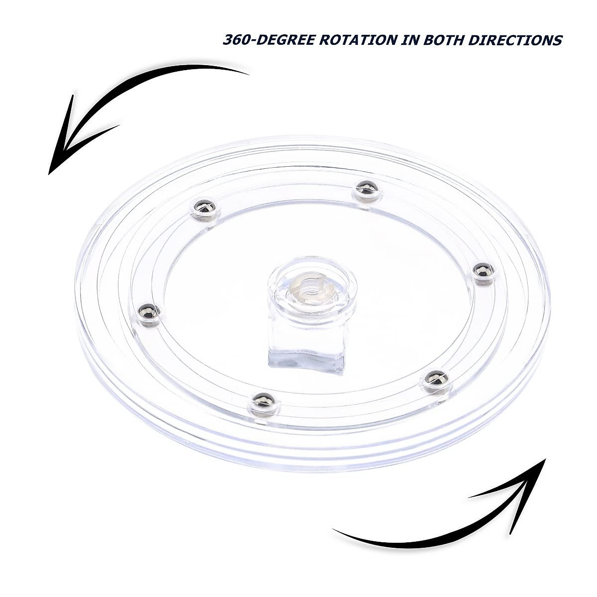 Kepfire 8 inch Acrylic Lazy Susan Turntable Clear Organizer Bearing Revolving Display Base Kitchen Pantry Cabinet Decorating Spice Cake Rack