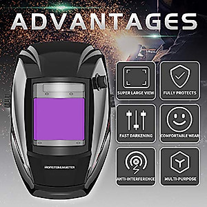 Monster & Master Auto Darkening Welding Helmet, 4 Arc Sensor Wide Shade, Large Viewing Screen Welding Mask, Welding Helmets for Men, MM-001