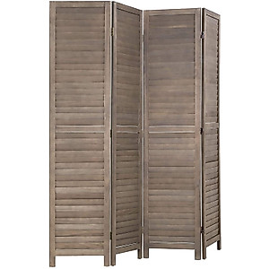 4 Panel Wood Room Divider 5.75 Ft Tall Privacy Wall Divider 68.9" x 15.75" Each Panel Folding Wood Screen for Home Office Bedroom Restaurant （Brown）