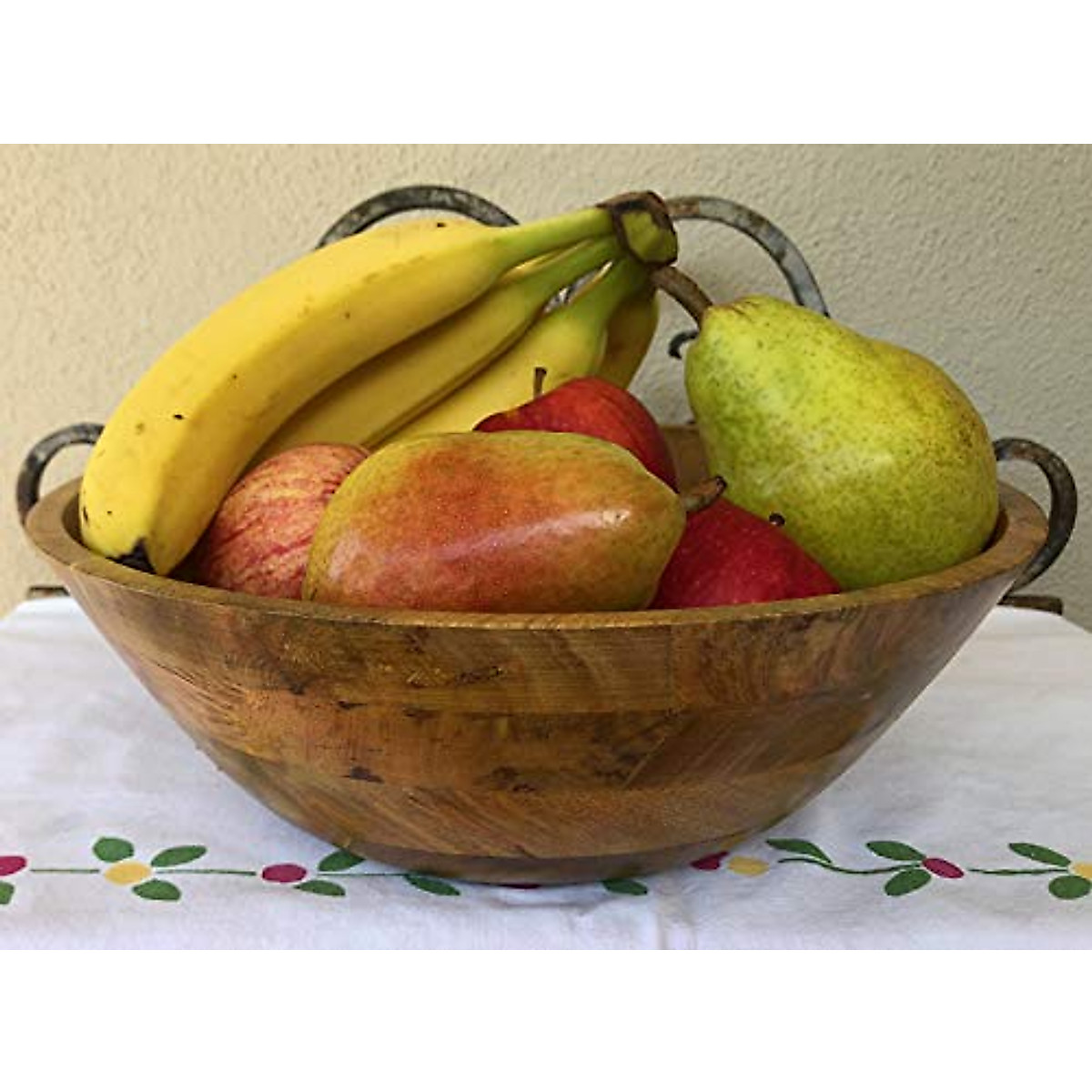 Fairwood Way Wooden Salad Bowl Set with Serving Utensils - Rustic Mango Wood Bowl with Servers - 11.5 Inch Natural Wood Bowl and Servers