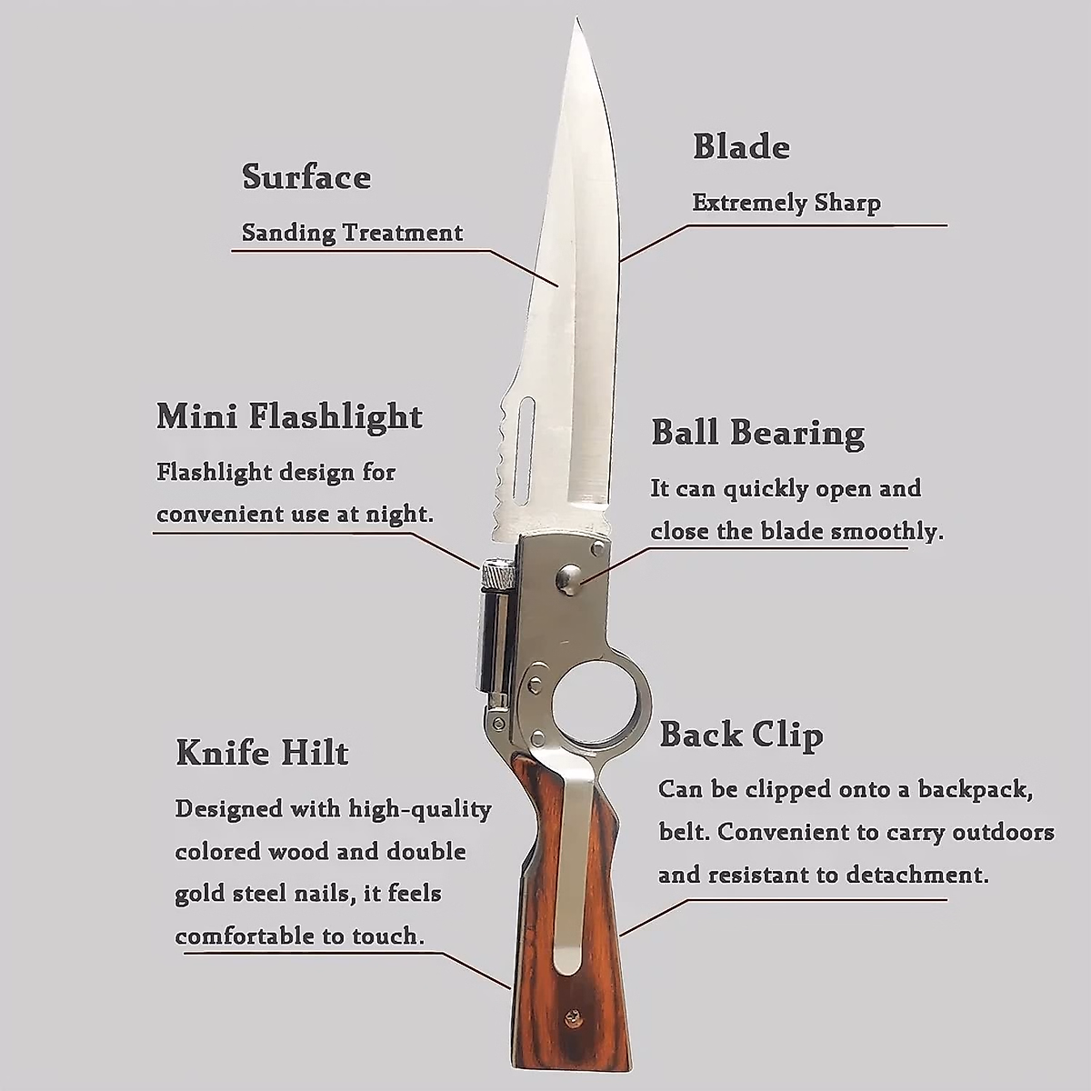 AK47 Flipper Pocket Knife, AK47 Pocket Folding Knife, Tactical Knife for Camping Hunting Survival Indoor and Outdoor Activities Mens Gift-Ideal for Hiking, Fishing, Emergency, EDC Tactical Tool Knife