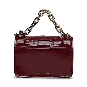 Steve Madden MATTERP Patent Woven Crossbody, Wine