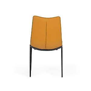 Limari Home Medard Collection Industrial Style Eco-Leather Upholstered Dining Chair with Black Powder Coated Iron Legs (Set of 2), Tan