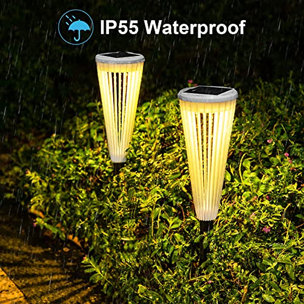 KINKAI Solar Yard Lights, 6-Pack Solar Pathway Lights Outdoor Waterproof, Bright Warm/White Switch, Solar Powered Landscape Lighting for Backyard Walkway Driveway Path Lawn