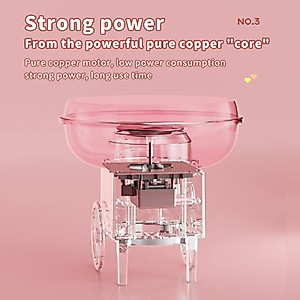 KLLsmDesign Cotton Candy Machine for Kids, Cart Design Desktop Electric Cotton Candy Maker with 10 Reusable Cones & Sugar Scoop for Children's Birthday Gift Family Party Holiday Use