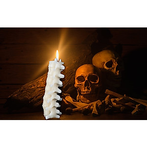 Kobi & Knight Spine Candle - Sandalwood Vanilla Scented Creepy Candles for Gothic Decor Gift - Ivory Spooky Vertebra Candle - Goth Decoration for Halloween - Large 8" Witchy Candle