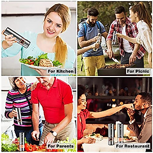 Rechargeable Electric Salt and Pepper Grinder Set - Stainless Steel, with USB Type-C Cable, LED Lights, Automatic Modern Electric Pepper Mill, 2 Adjustable Coarseness Mills, One Hand Operation