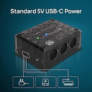 CME MIDI Thru5 WC - Premium 1-to-5 MIDI Thru - High-precision 1-in-5-out wired transmission with high-speed optocoupler for error-free synchronization of all MIDI devices via 5-pin DIN