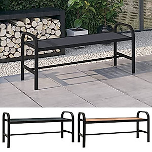 vidaXL Patio Bench Garden Outdoor Lawn Yard Terrace Balcony Backyard Seat Seating Sitting Chair Bench Furniture Steel and WPC Black