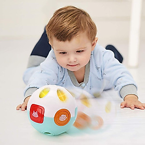 LotFancy Baby Musical Toy, Interactive Crawling Baby Ball Toy with Flashlight and Melody Sounds, Joyful Baby Rattle Toys for Kids, Newborn Baby First, Battery Included