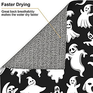 Halloween Goth Printed Drying Mat For Kitchen Ultra Absorbent Microfiber Dishes Drainer Mats Non-Slip Silicone Quick Dry Pad - 18 X 16inch