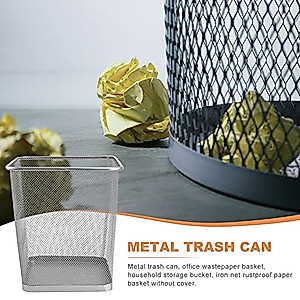 Zerodeko Metal Garbage Waste Basket Wire Mesh Waste Basket Recycling Bin Small Waste Basket Trash Can for Near Desk Recycling Garbage Container Bin for Office Home Bedroom Waste Paper Basket Silver