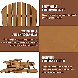 BSTOPHKL Outdoor Adirondack Chair,Set of 2 Folding Wooden Adirondack Lounger Chair,All-Weather Chair Fire Pit Chairs Seating Accent Furniture Wood Chairs for Patio Chair Lawn Chair - Natural