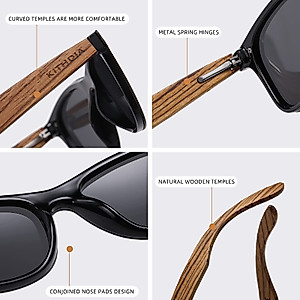 KITHDIA Zebra Wooden Bamboo Sunglasses Polarized for Men and Women - Wood Temples Sunglasses S5029