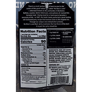No Man’s Land BLACK PEPPER Beef Jerky High Protein Low Calorie Low Carb Beef Snack 7.0oz Bag