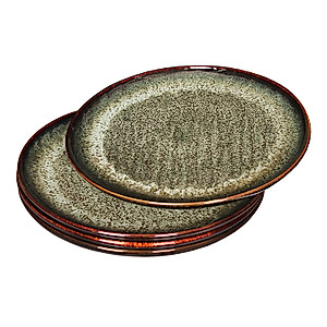 jinsongdafa Ceramic Dinner Plates Dish Set,Set of 4,for Lunch snacks -Microwave Oven & Dishwasher Safe,Scratch Resistant,Dinnerware Kitchen Porcelain Serving Dishes 10 Inch Round