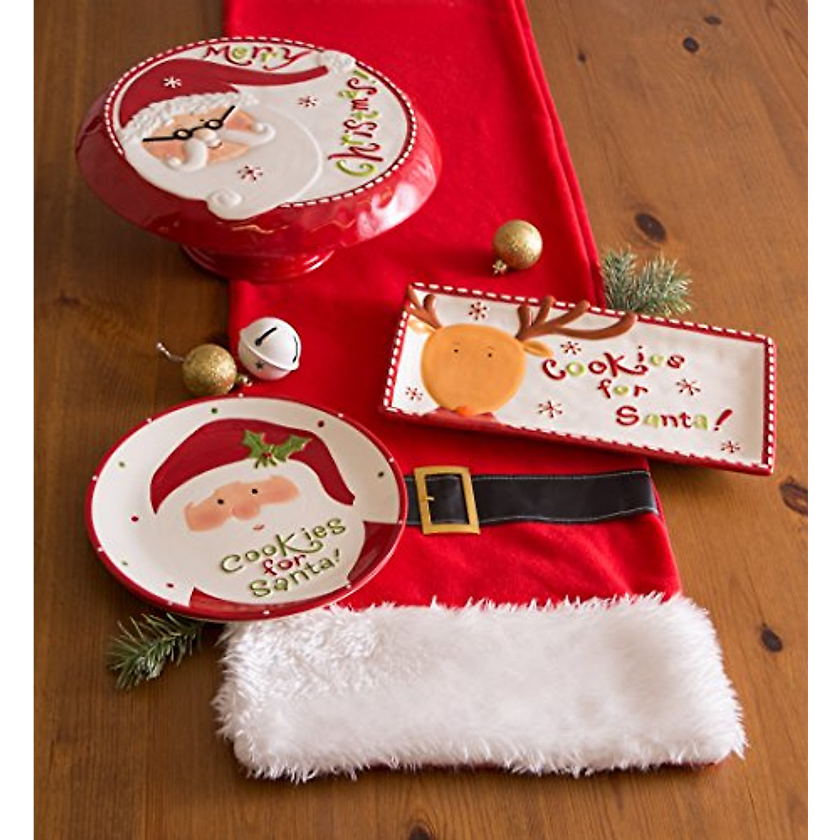 DII Seasonal Holiday Baking Collection Decorative Kitchen Servewantae, 8.3x8.3, Small Santa Cookie Plate