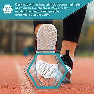 Homergy Metatarsal Pads for Women/Men, 4 Pack, FSA HSA Eligible, Soft Gel Reusable Breathable Sleeve Pads, Ball of Foot Cushions, Forefoot Cushioning Shoe Supports for Pain Relief, Mortons Neuroma