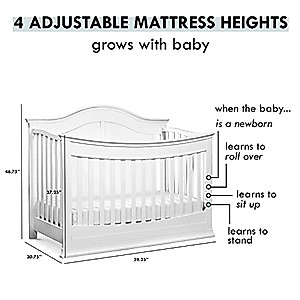 DaVinci Meadow 4-in-1 Convertible Crib in White, Greenguard Gold Certified