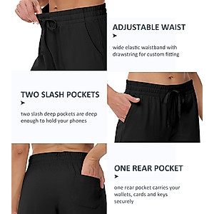 Cakulo Womens Capri Pants Wide Leg Yoga Capris Summer High Waisted Casual Lounge Cropped Pants with Pockets Black S