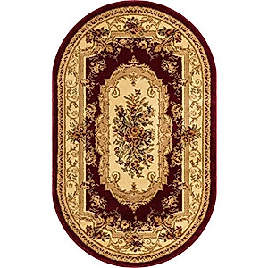 Unique Loom Versailles Collection Traditional Classic Floral Motif Area Rug (3' 3 x 5' 3 Oval, Burgundy/Ivory)