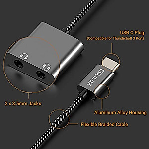 Cubilux USB C 2-Way Headphone Splitter, Type C to Dual 3.5mm Jacks Audio Sharing Adapter Compatible with New USB C iPad 10 iPad Pro, iPad Air 5/4 iPad Mini 6, Samsung S21/S20 Note 20/10, Tab S8/S7/S6