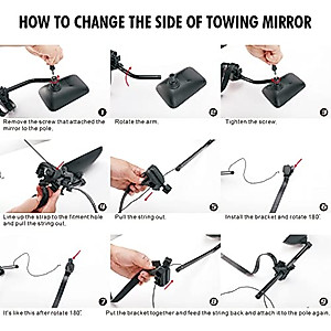 Cartman Universal Clip-on Towing Mirror, Extended Mirrors for Towing, 360 Degree Rotation Adjustable, Vibrationless, Secure Fit, 2PK
