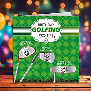 Cult Kitty Birthday Golfing Tips - Funny Golf Birthday Card for Men - Thick, Premium Birthday Card for Men, Great Golf or Golfer Card with Colourful Envelope