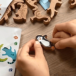 Stacking Blocks 42 pcs Large Gift Set Wooden Balancing Game Funny Animals Building Blocks Wooden Kids Blocks in Gift Box Balance Toy Stack Game Holiday Birthday Gift Wooden Stacking Toy Funny Anim-42