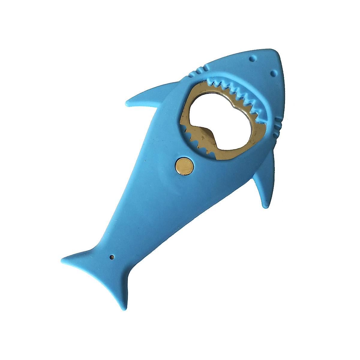 L & H Household Cool Shark bottle Opener Silicone Stainless Steel Beer Bottle Opener Shark Refrigerator Magnet 4.8" x 2.7 (Blue, 1)