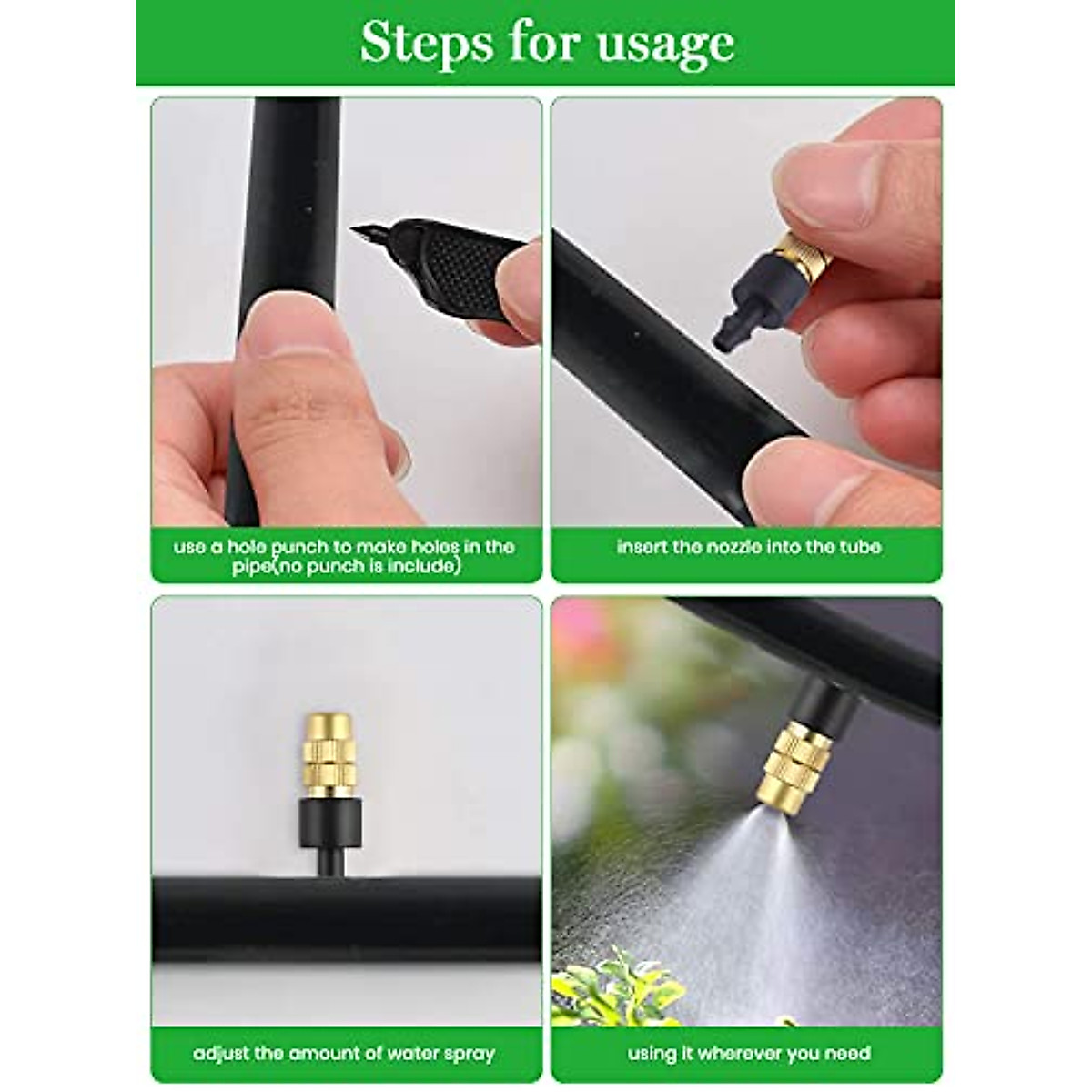 30PCS Adjustable Copper Atomizing Nozzle Kalolary Drip Irrigation Sprayer 4/7mm Atomizing Micro Sprinkler Garden Cooling Irrigation Equipment for Lawn Vegetables Greenhouse (Short)