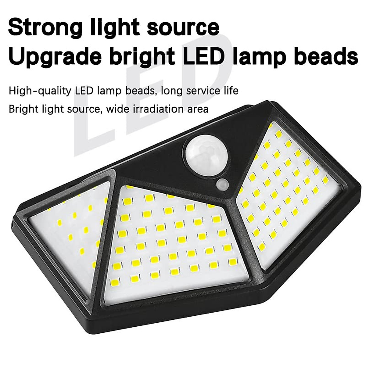 TEDATATA Solar Wall Lights 120 LED, 270°Wide Angle, IP65 Waterproof, Wireless Motion Sensor Wall Lights, for Front Door, Backyard, Steps, Garage, Garden, 4 Packs