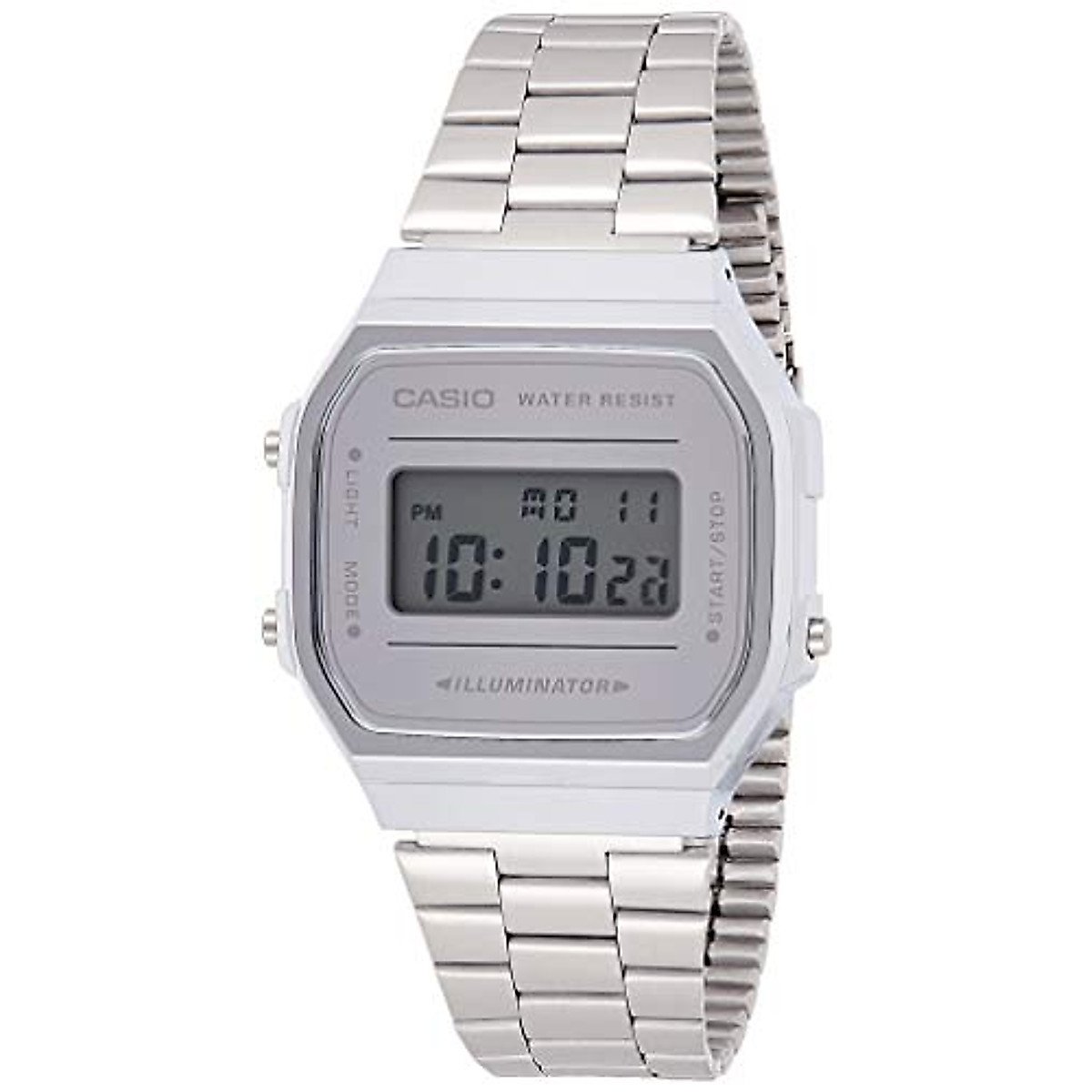 Casio A168WEM-7 Men's Youth Collection Mirror Dial Alarm Chronograph Illuminator Digital Watch