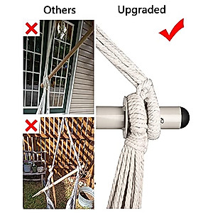 Miztli Hammock Chair Hanging Chair Swing for Bedroom with Anti-Slip Steel Spreader Bar, Max 500 Lbs, All The Hanging Hardwares Included, Best for Indoor Outdoor, 2 Cushions