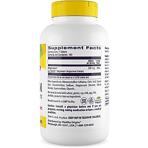 Healthy Origins Magnesium Bisglycinate Chelate (TRAACS) - Chelated Magnesium for Brain & Heart Health - Albion Magnesium Supplement - Unbuffered Supplements - 360 Tablets