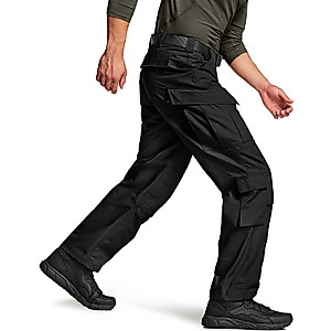 CQR Men's Tactical Pants, Military Combat BDU/ACU Cargo Pants, Water Resistant Ripstop Work Pants, Hiking Outdoor Apparel, Combat Inspired Assault Pants Black, Large
