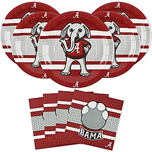 Havercamp University of Alabama Party for 24. Includes 24 Lg. Plates & 32 Luncheon Napkins. Party with Big Al! For Graduation, Tailgate, Birthday, or any Roll Tide Event