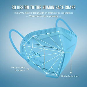 KN95 Face Mask 25 PCs, WWDOLL Multiple Colour 5 Layers KN95 Masks, Filter Efficiency≥95% Protection Against PM2.5 Dust, Air Pollution(Pink, Blue, Grey, Red, Purple)
