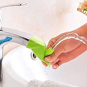 HO BEAR 2Pcs Silicone Faucet Extender Food-Grade Water Spout Cover Tooth Brushing Gargle Hand Washing Extender for Home Bathroom Kitchen Sink 2 Blue, 7x2.5cm
