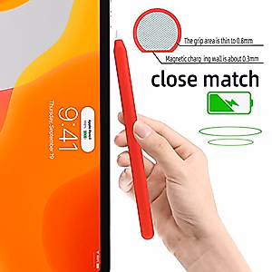 Ultra Thin Silicone Skin Cover Compatible with Apple Pencil 2nd Gen, Protective Silicone Case for iPad Pro 11 12.9 inch 2018 Pencil Case Shockproof Soft Silicone Sleeve(Pink+Glow Green)