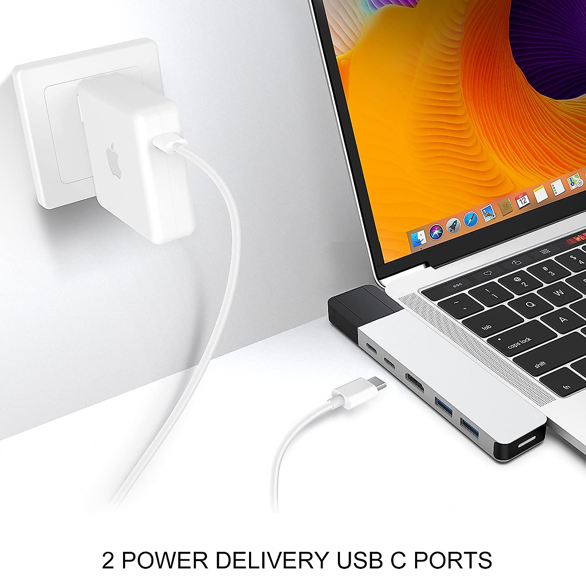 HyperDrive USB C Hub, NET 6-in-2 for MacBook Pro Air, Multi-Port USB-C Dongle w/Gigabit Ethernet, 40Gbps/100W PD, 5Gbps/60W PD, 4K30Hz HDMI