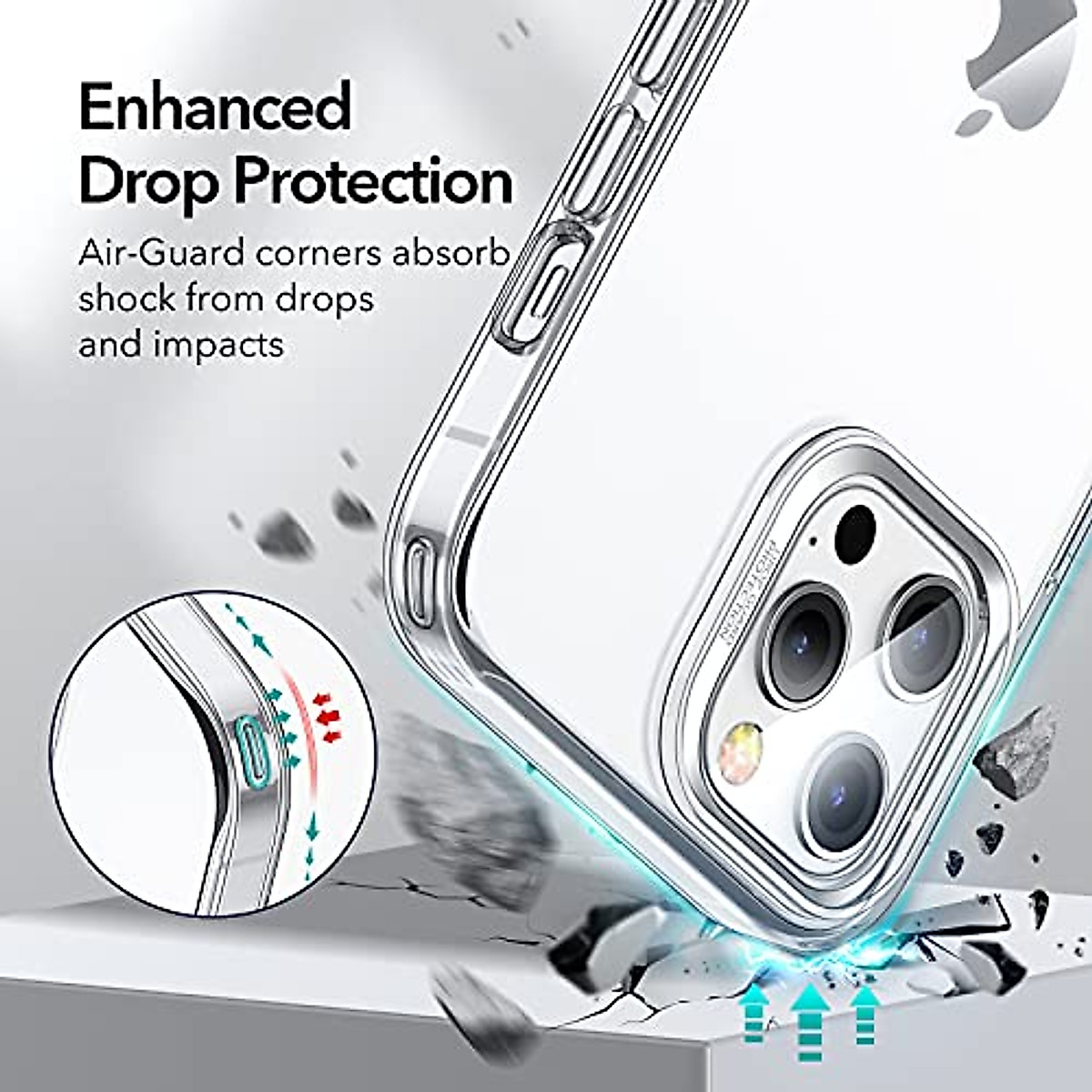 ESR Metal Kickstand Case Compatible with iPhone 12 Pro Max 6.7-Inch [Patented Two-Way Stand] [Reinforced Drop Protection] [Soft and Flexible Back] - Clear