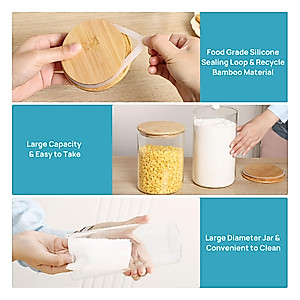 Vtopmart 138oz+51oz Glass Food Storage Jars, Glass Food Containers with Bamboo Wooden Lids for Flour and Sugar, Pasta, Cookies, Nuts, Cereal, Glass Canisters for Kitchen, Pantry Organization, BPA Free