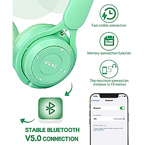 scorking Kids Bluetooth Headphones, Wireless Headphones for Kids with Built-in Microphone, Over Ear Kids Headphones Wireless Foldable Stereo AUX 3.5mm for Boys Girls School Smartphone iPad Tablet
