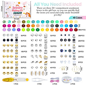 JQEEYGV Bracelet Making Kit 3 Boxes - 11,000pcs Clay Beads - 48 Fashion Colors Beads for Friendship Bracelet Kit - Polymer Heishi Letter Beads for Jewelry Making - Adults Teen Girls Trendy Gift
