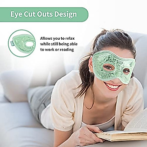 NEWGO Gel Eye Mask Reusable Cooling Eye Mak with Eye Holes, Cold Pack Eye Ice Pack Hot Cold Eye Compress for Puffy Eyes Migraine Headache, Stress Relief, Dry Eyes Dark Circles (Green)